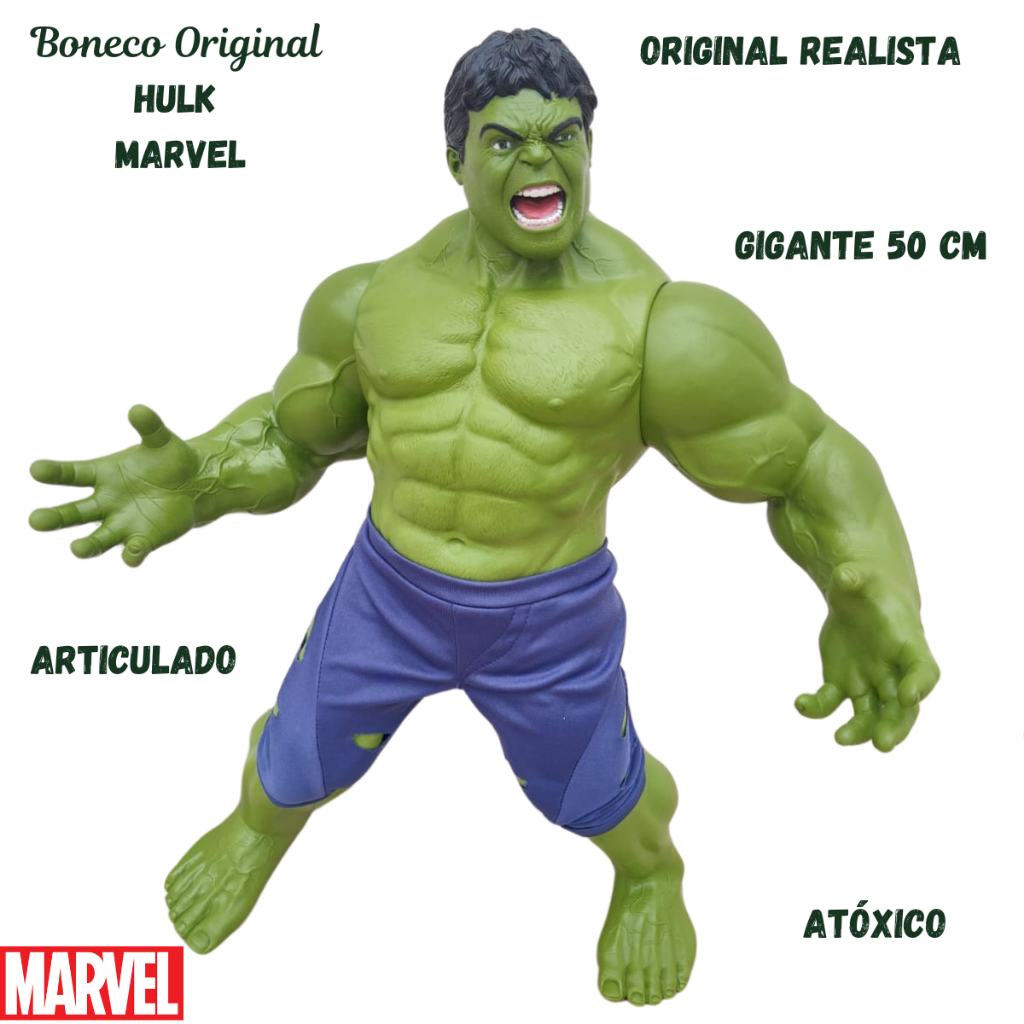 Boneco Hulk Gigante ORIGINAL 50cm LICENCIADO Articulado Mimo Toys ...