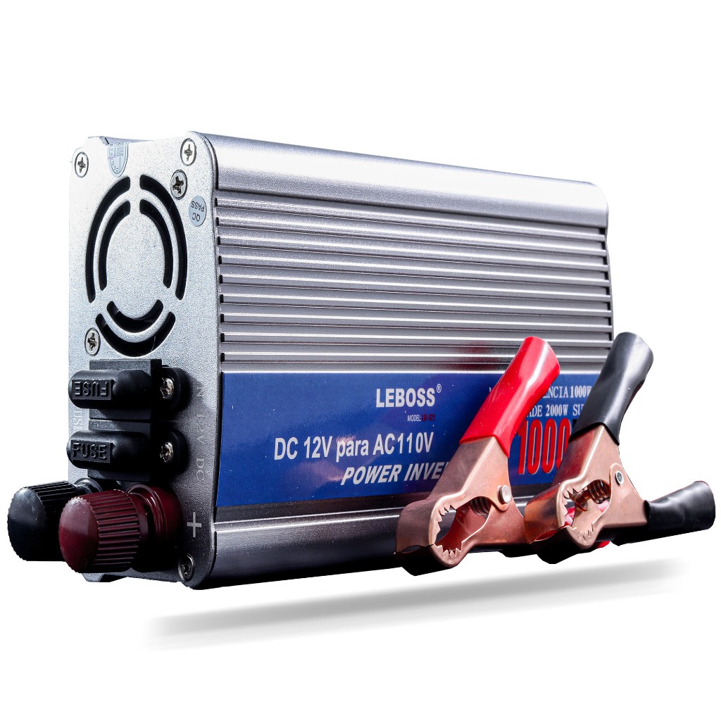 Inversor Veicular Tensão Conversor 12V para 110v Automotivo Carro 1000W Power Inverter Com Garra ...