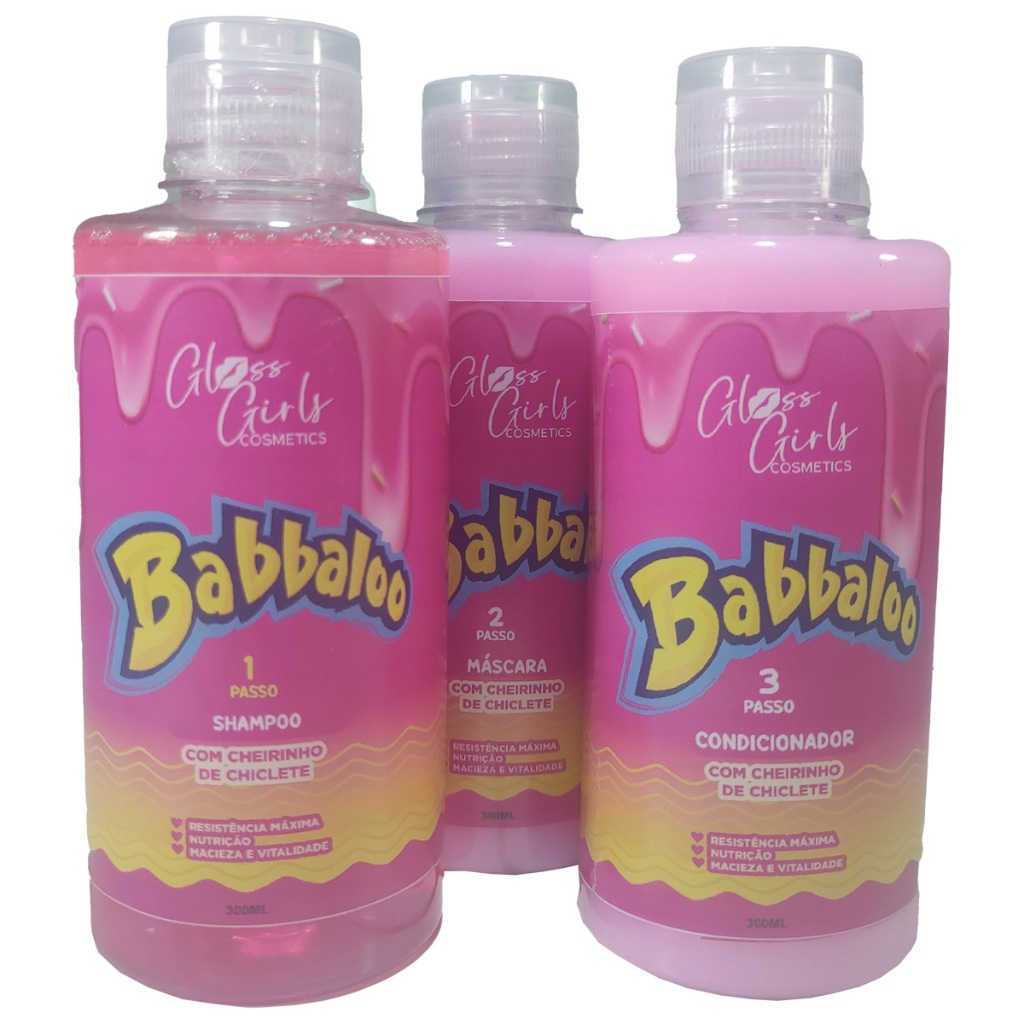 Kit Shampoo Condicionador Máscara Babbaloo Chiclete 3 Passos | Shopee ...