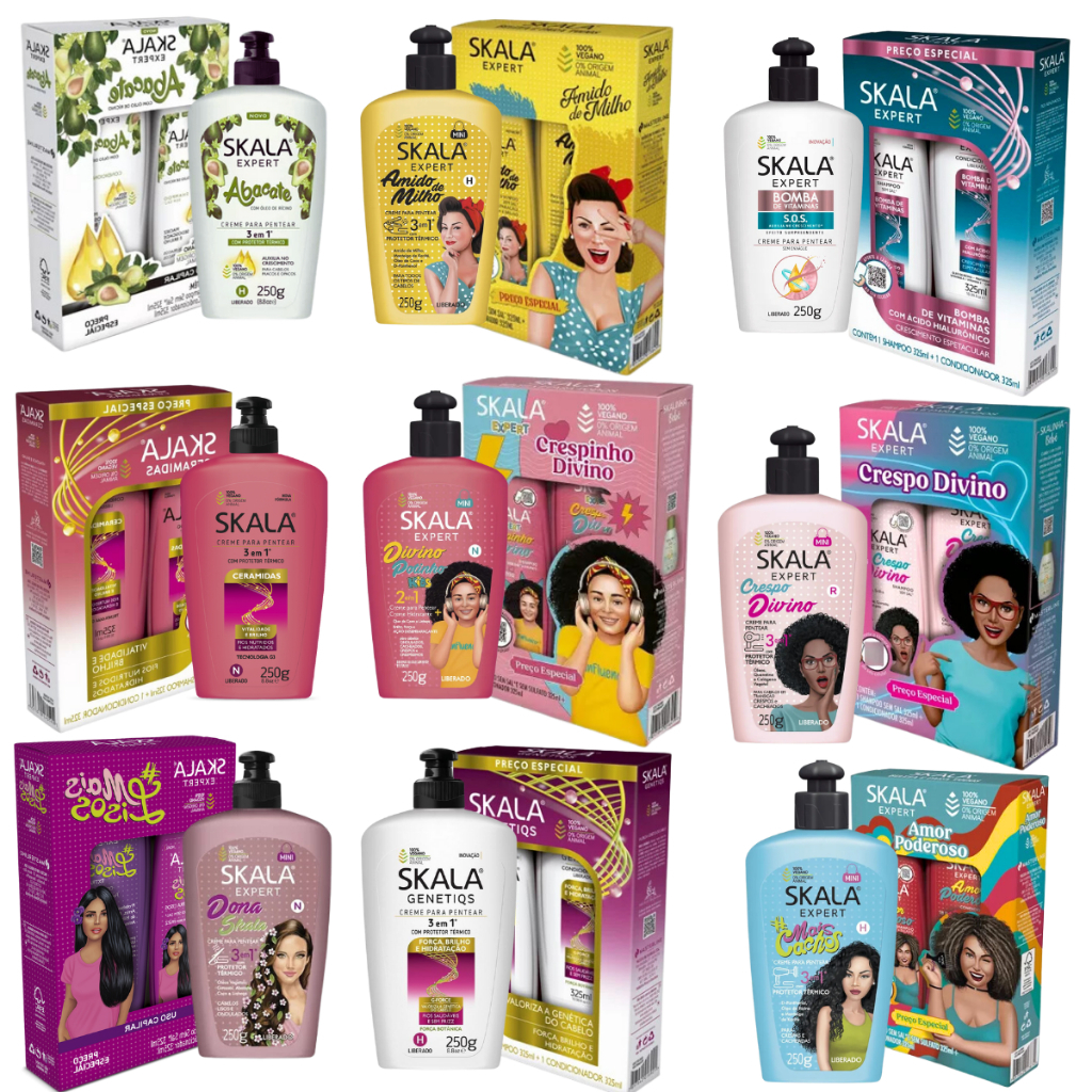 Kit Skala Shampoo + Condicionador 325ml e 1 Creme de pentear 250g ...