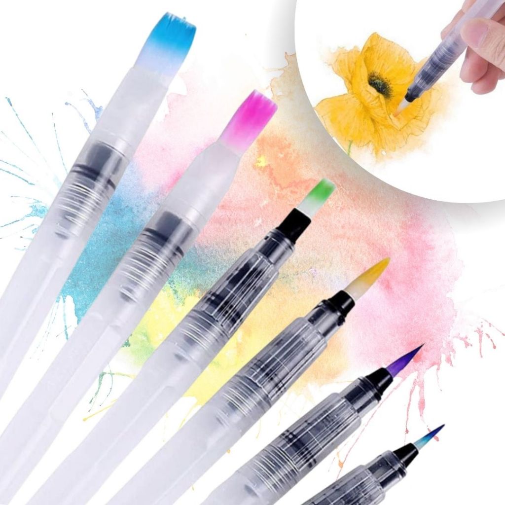 Kit Pincel para Aquarela com Reservatorio de Agua Water Brush 6 Pinceis ...