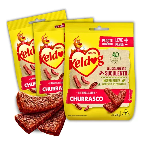 Kit 3 Bifinho Keldog Sabor Churrasco Para Cães 500g Kelco | Shopee Brasil