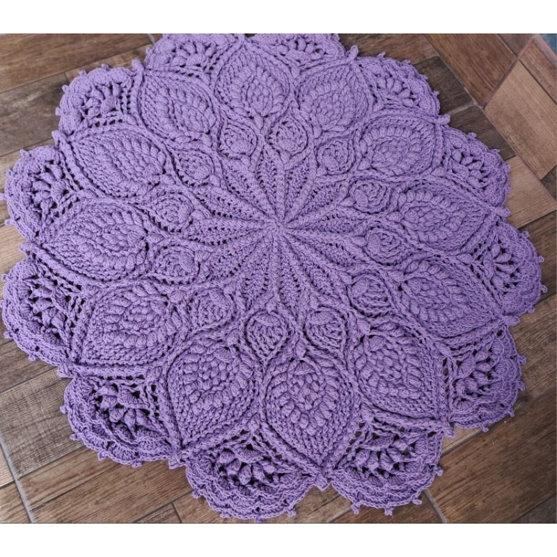 Tapete Redondo em crochê Russo ALINE lilás | Shopee Brasil