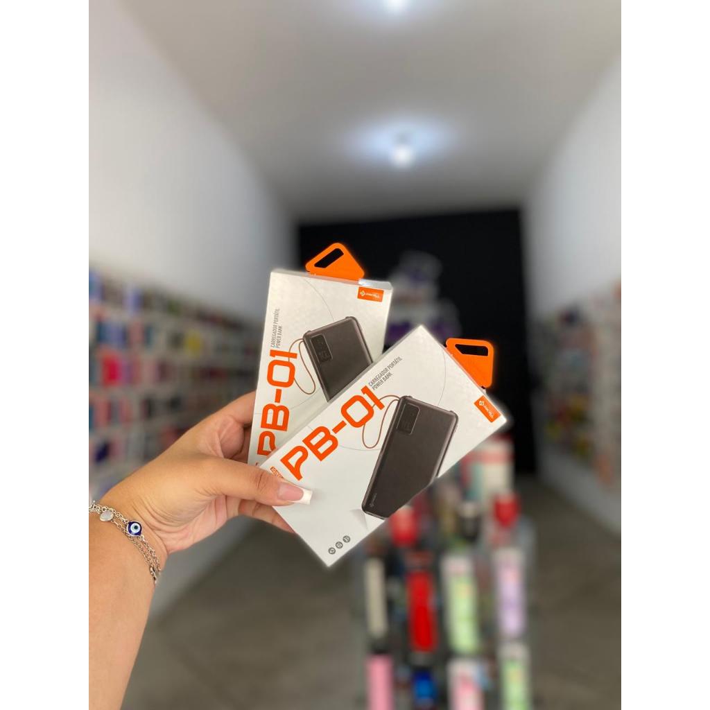 Power Bank PB-01 Pmcell c/ 2 Laternas e 3 Cabos embutidos 10000mAH ...