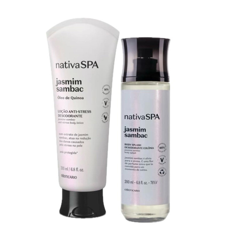 kit Nativa SPA Jasmim Sambac: Loção Corporal 200ml + Body Splash 200ml ...