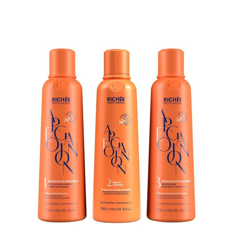 Richée Argan e Ojon Kit Escova Defrizante (3x250ml) | Shopee Brasil