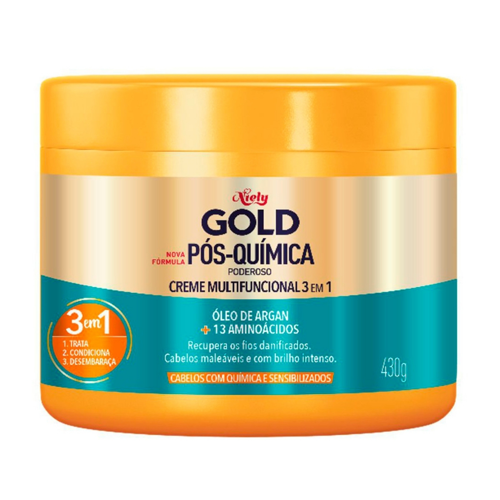 Máscara Hidratante Niely Gold Pós Química 430g | Shopee Brasil