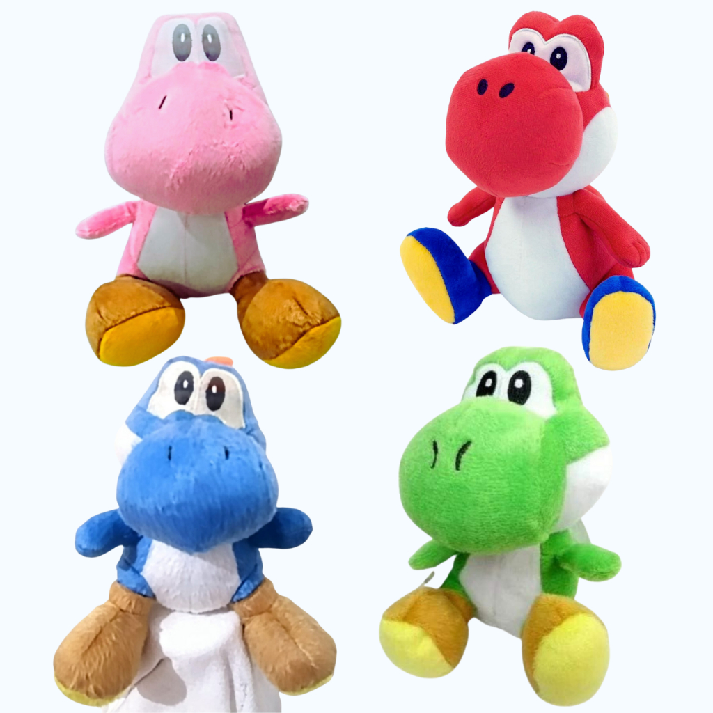04 Brinquedos Pelucia Yoshi Verde Azul Vermelho e Rosa 30cm Turma do ...