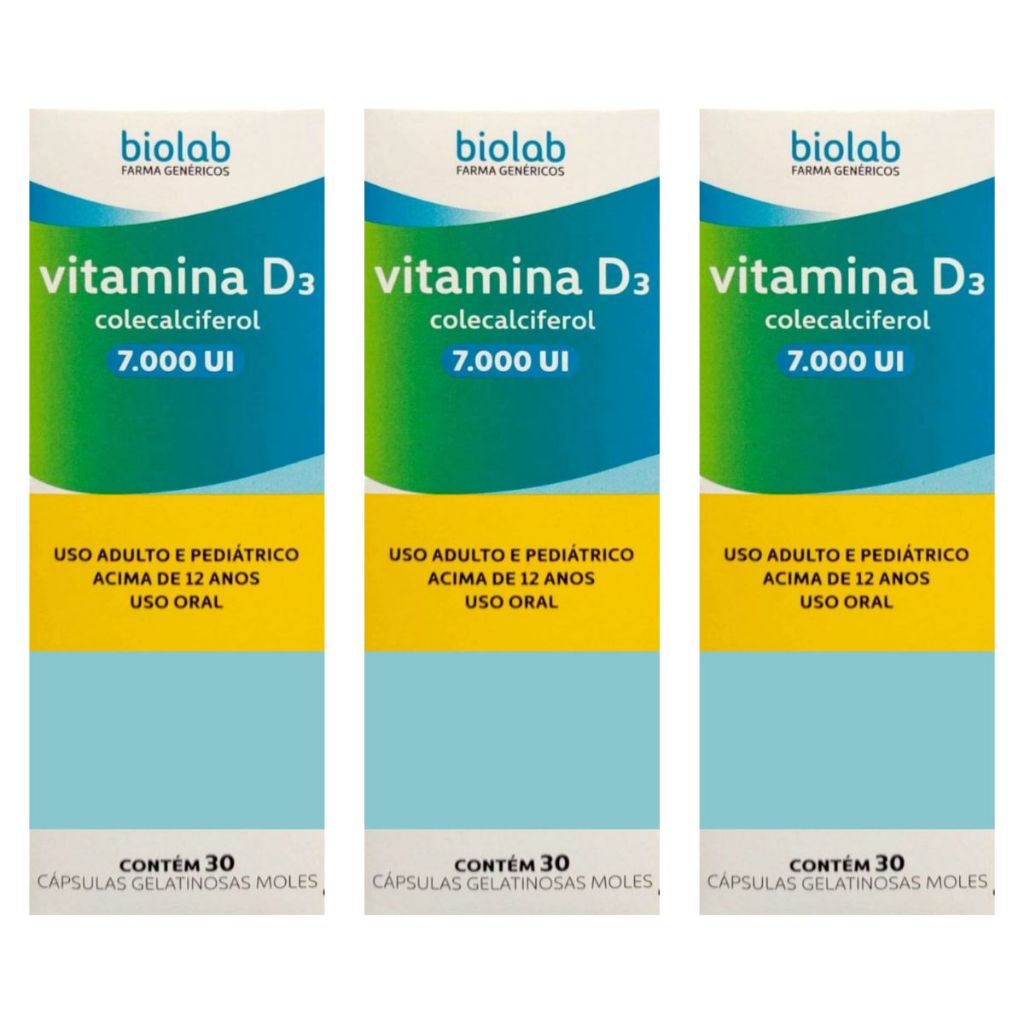 KIT 3 CXS VITAMINA D3 7.000UI 30 CAPSULAS MOLES | Shopee Brasil