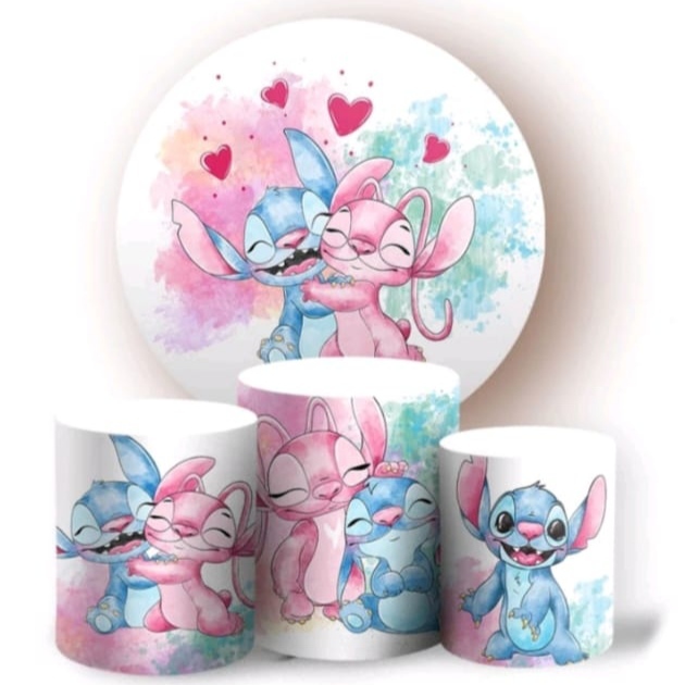 Capas decoração festa lilo stitch trio cilindros e painel redondo 150cm ...