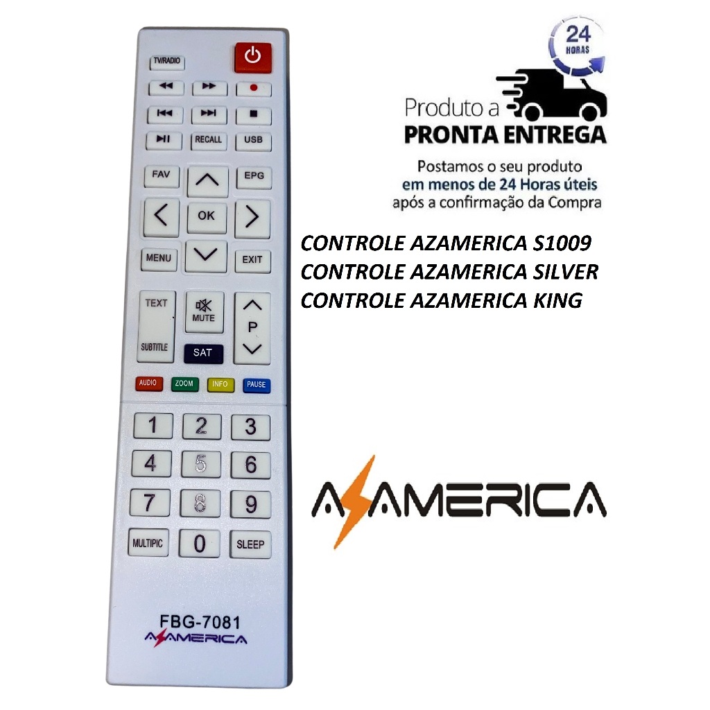 Controle remoto receptor Azamerica Silver hd pronta entrega funciona em ...