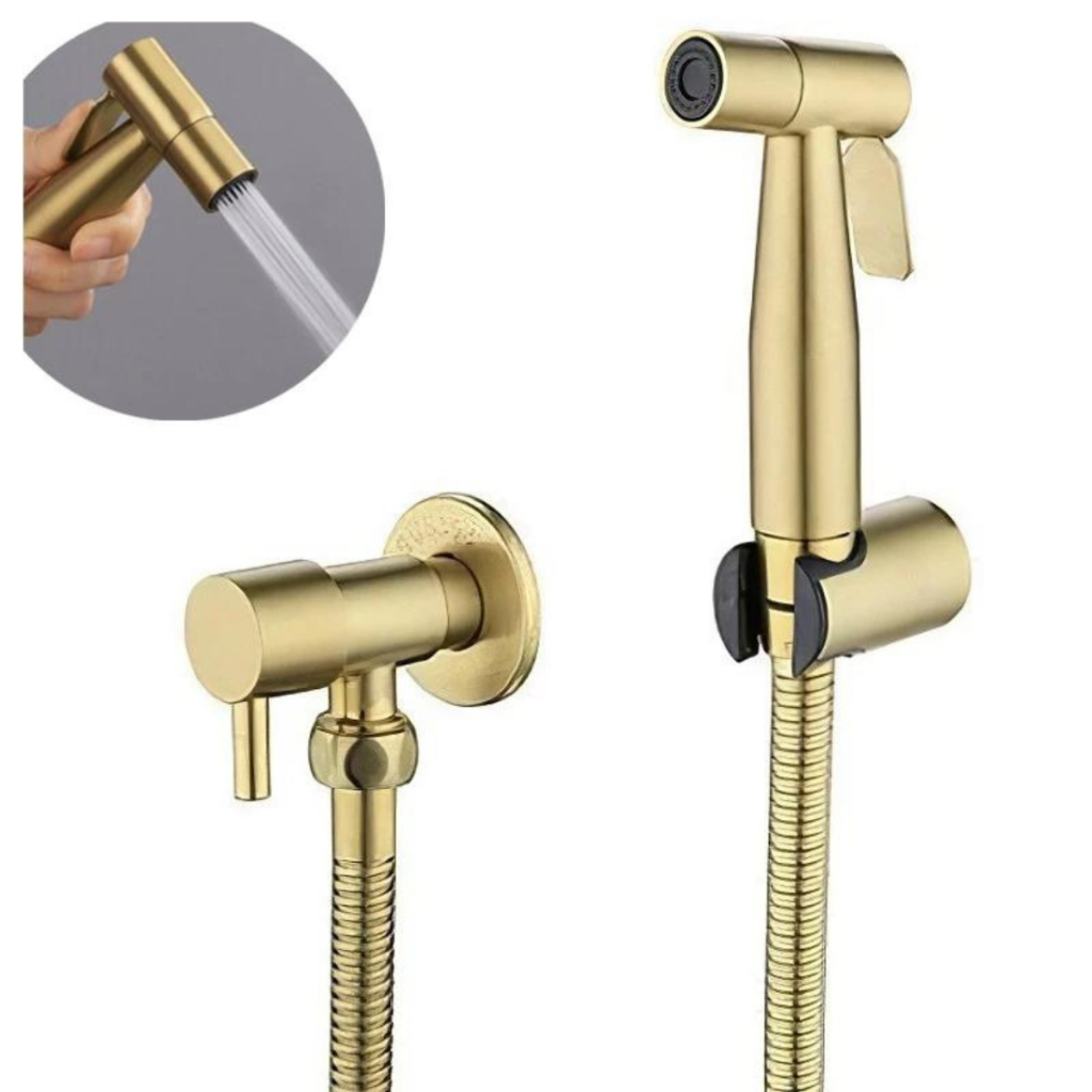 Ducha Higiênica Dourada Banheiro Luxo Gatilho Metal Inox 1/4 De Volta ...