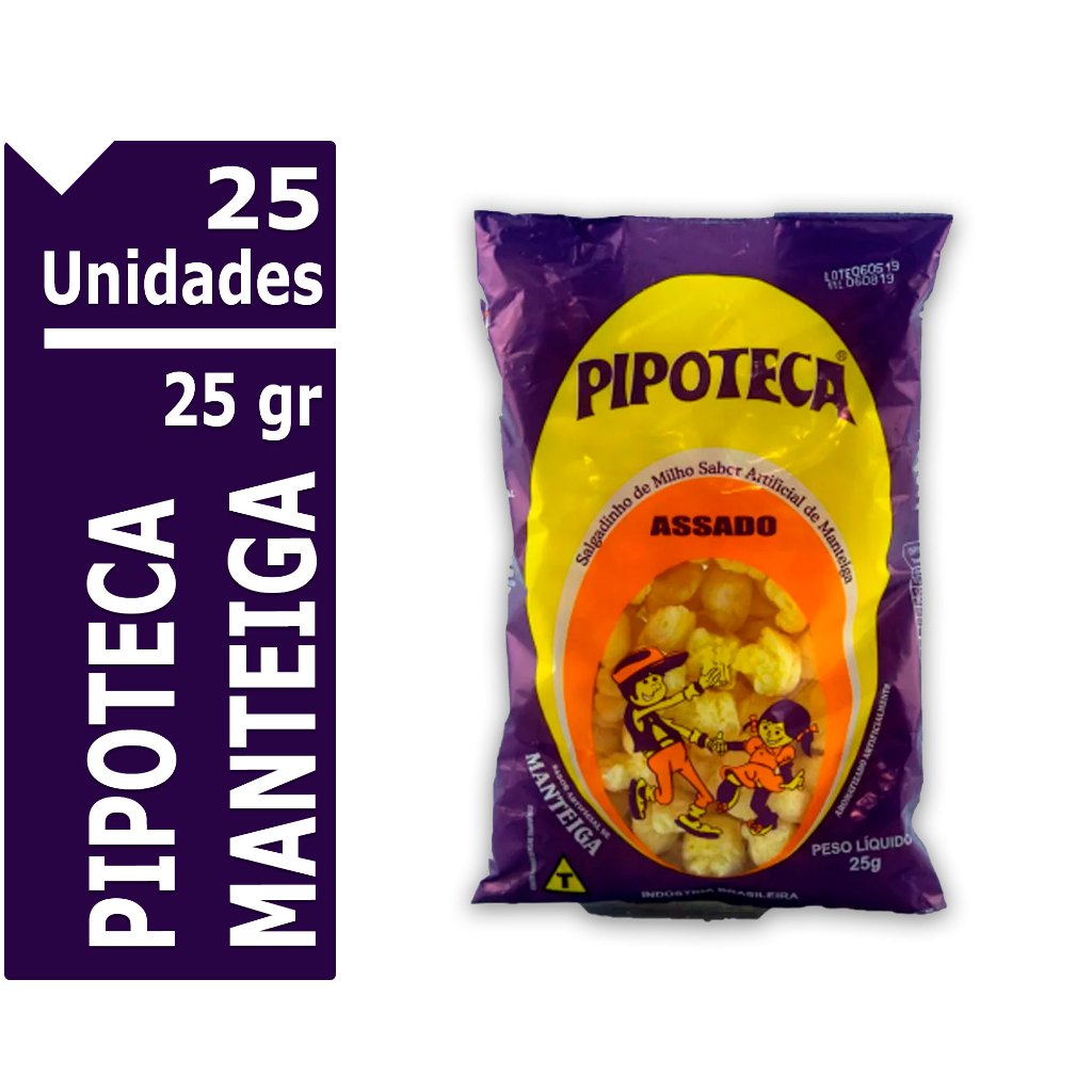 Pipoteca 25x Salgadinhos Snack Milho Manteiga 25 gramas cada pacote ...