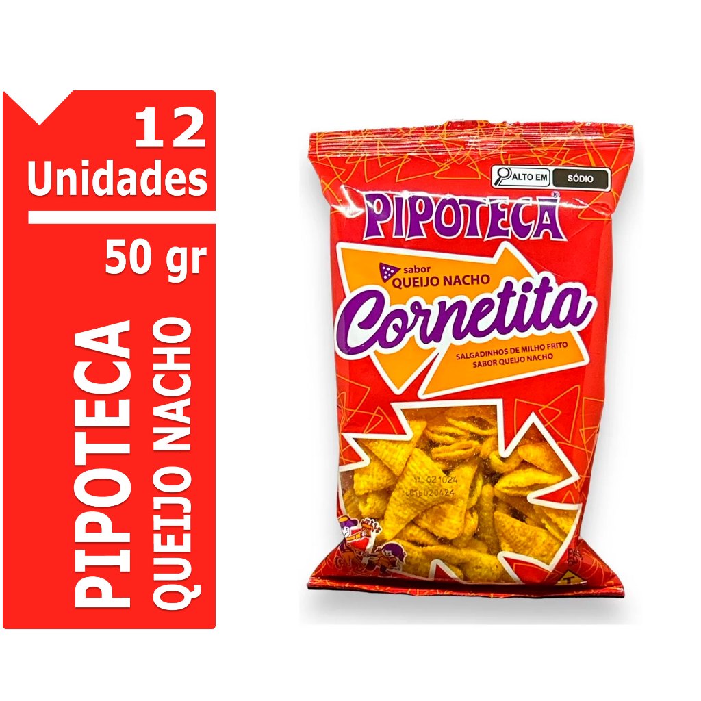 Salgadinho Pipoteca Snack Milho Sabor Queijo Nacho Caixa 12 Pacotinhos ...