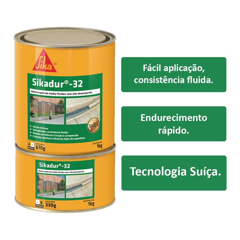 Adesivo Estrutural Cola Ferro Concreto Sikadur 32 - 1kg | Shopee Brasil
