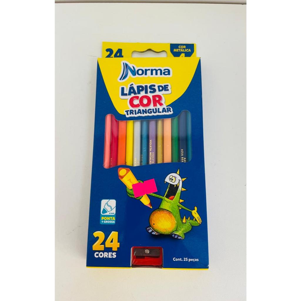 lápis de Cor Triangular 24 Cores Norma | Shopee Brasil