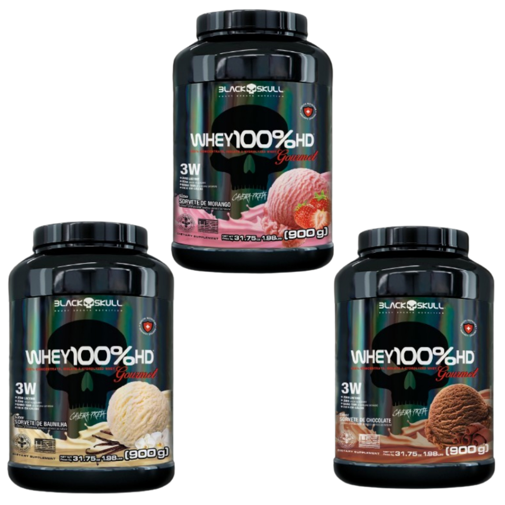 Whey 100% HD Gourmet 900g Pote Blackskull - Zero Lactose | Shopee Brasil