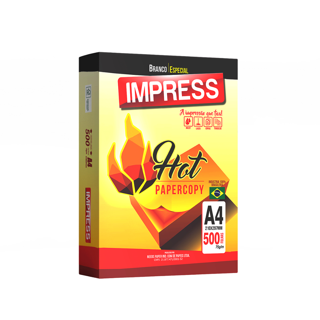 Papel Sulfite Branco A4 Pacote Com 500 Folhas Impress Hot Paper ...