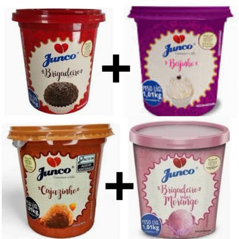 Kit com 4 Doces Junco Brigadeiro+Beijinho+Cajuzinho+Brigadeiro Rosa ...