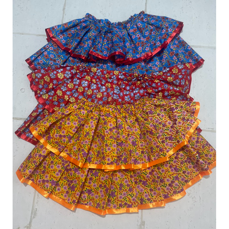 Saia Junina Caipira Adulto 2 Babados Ajustável | Shopee Brasil
