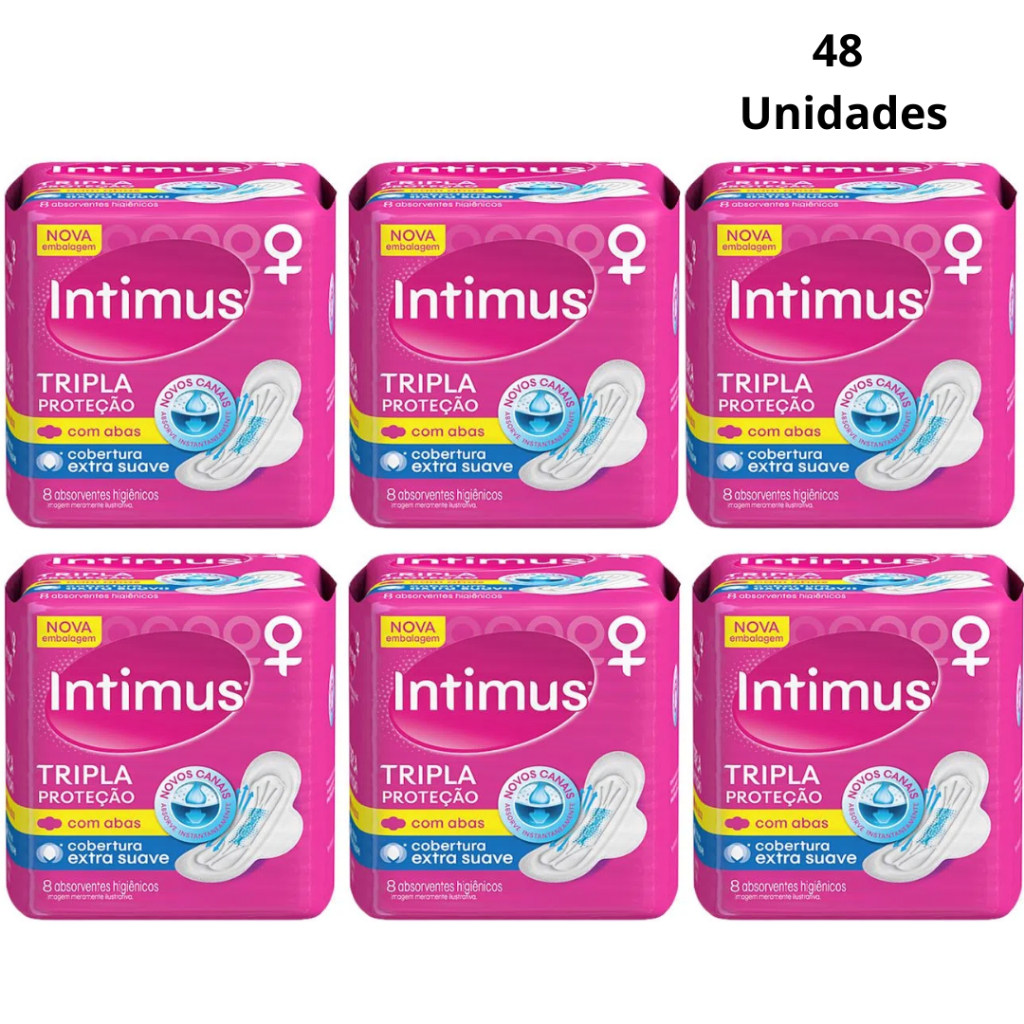 Absorvente Intimus Tripla Proteção Extra Suave Com Abas 48 Unidades ...