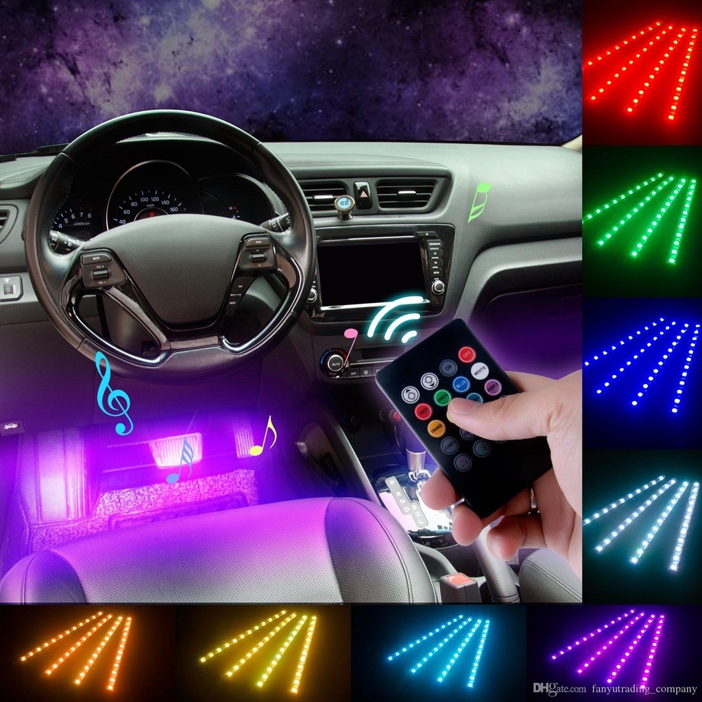 LED Luz Neon Interno Carro Assoalho RGB Multi Color 36 LEDs Controle ...