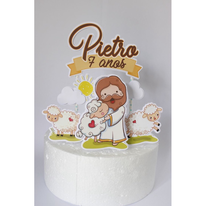 topo de bolo Jesus páscoa- Topper de bolo Bíblico personalizado ...