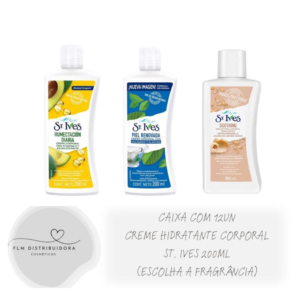 Caixa com 12un Creme Hidratante Corporal St. Ives 200ml | Shopee Brasil