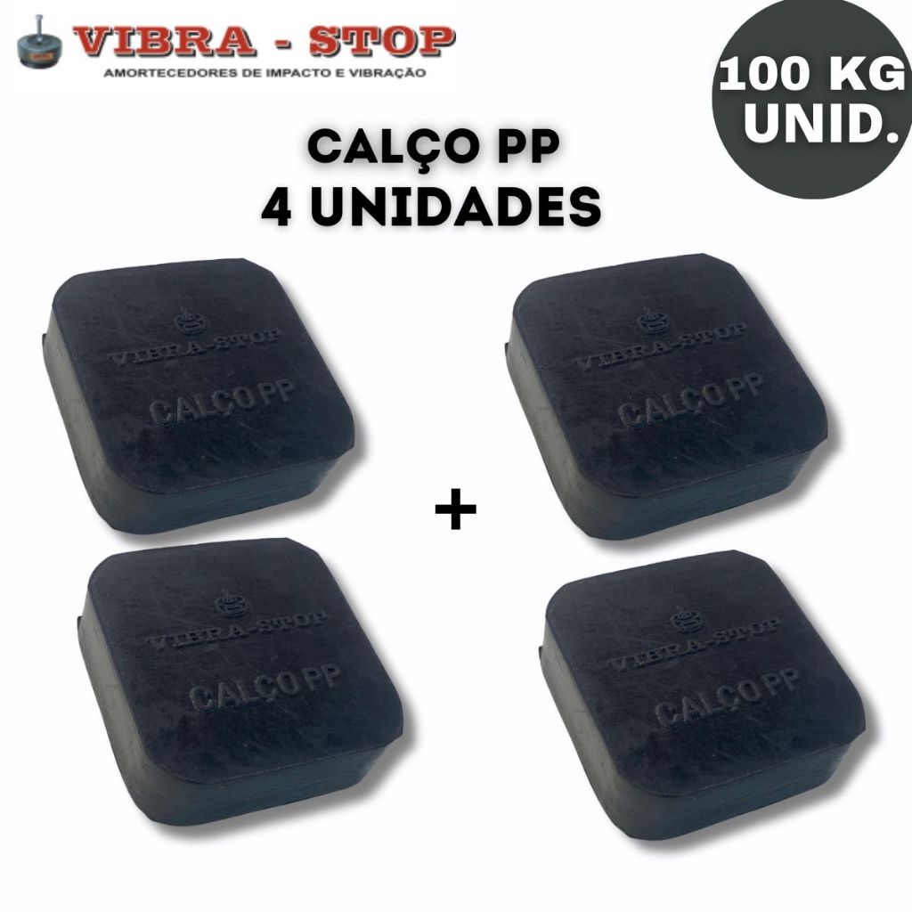 4 Unidade de Calço de Borracha PP VIbra Stop ( 50x50x15x ) cap. 400kg ...