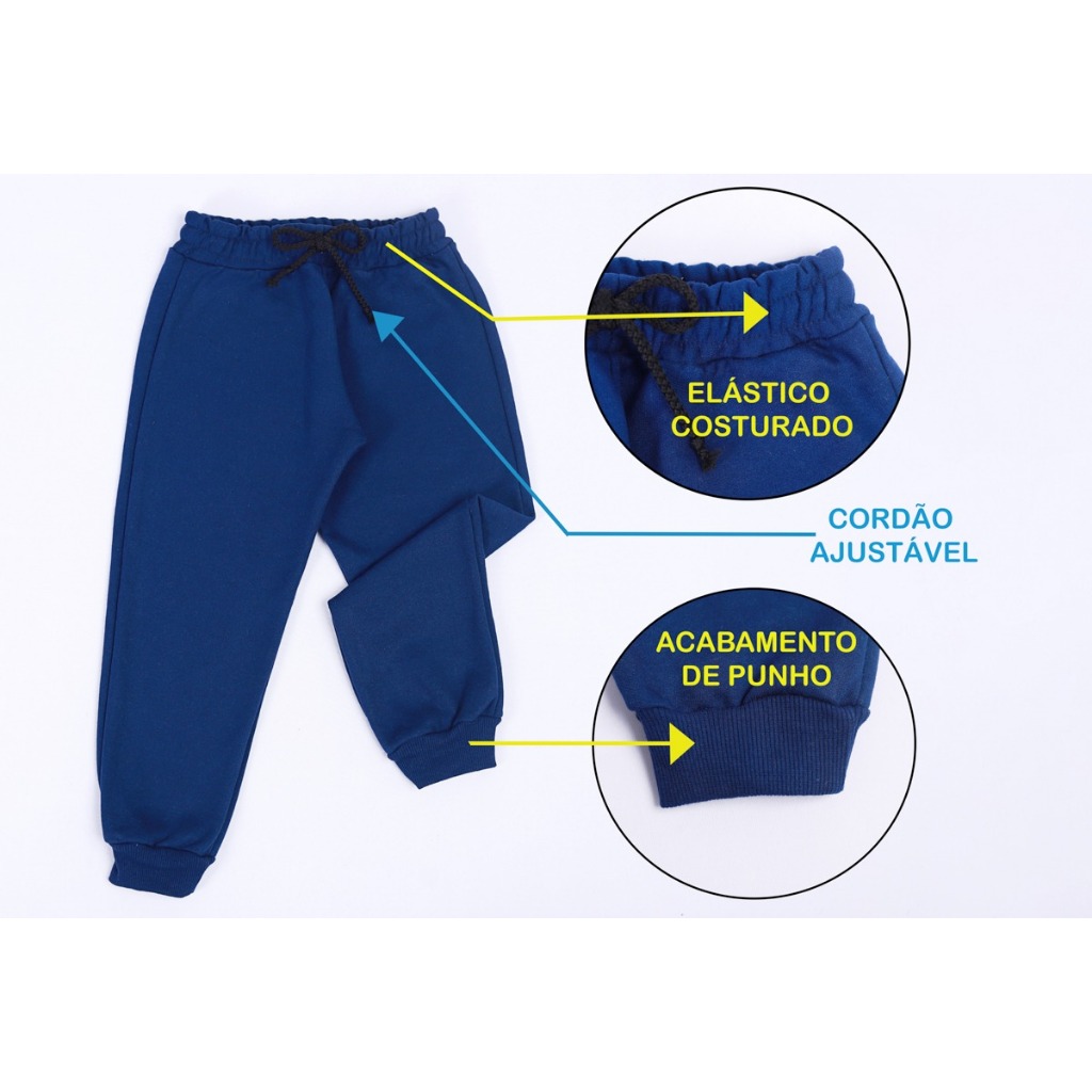 Calça Moleton Premium Flanelada Com cordão Ajustável Tam 2 ao 6 ...