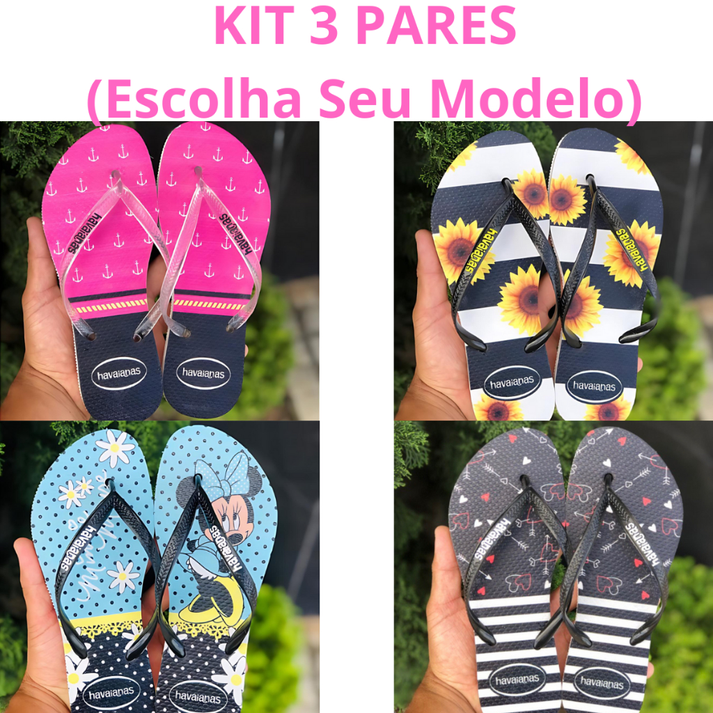 Kit 3 Chinelas Unissex 33 Ao 40 Super Macio e Confortável | Shopee Brasil