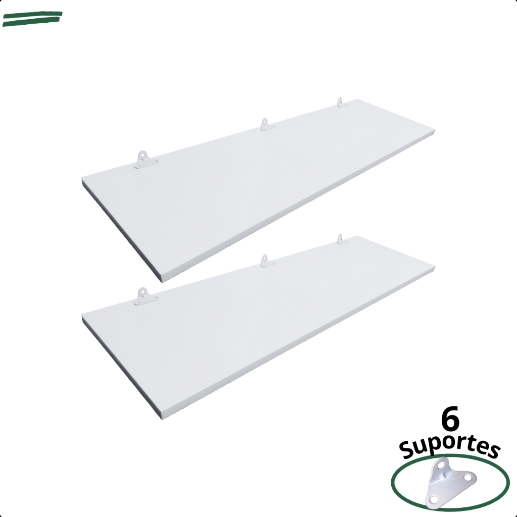 Kit 2 Prateleira Branca 80X25 + Suporte Flutuante Mdf Organizadora ...