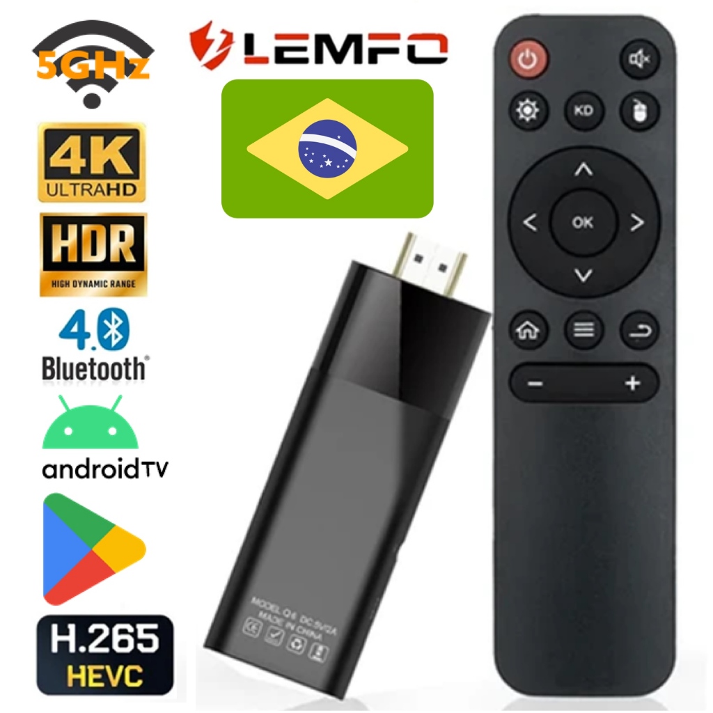Stick TV 4k android 10 transforma tv em smart 8gb 1/2gb | Shopee Brasil