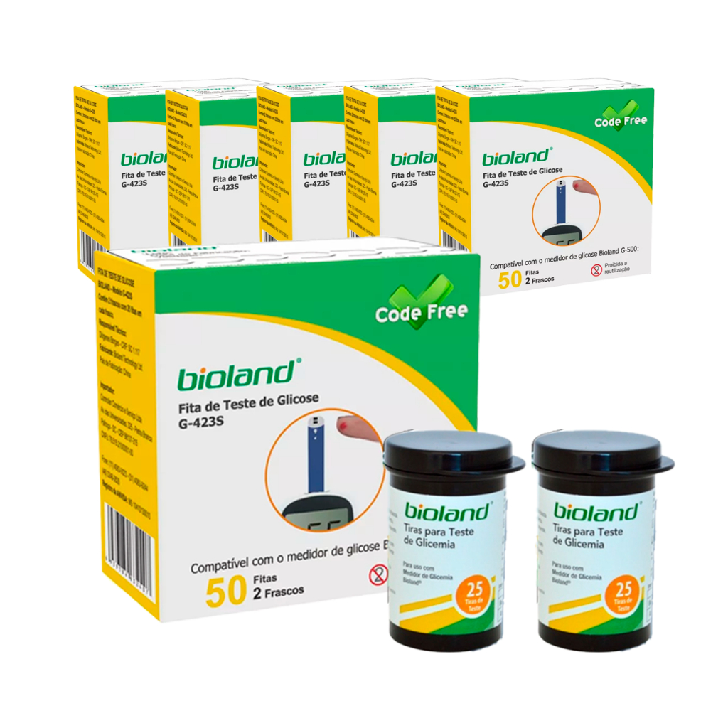 Fita Para Teste De Glicose Code Free G-423s Bioland Com 250 Unidades ...