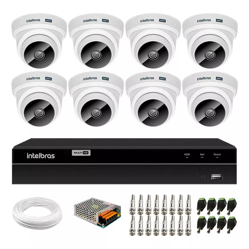 Kit Cftv 8 Câmeras Segurança Dome 1220 Full hd com Audio Microfone Dvr ...