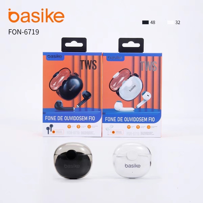 FONE DE OUVIDO ORIGINAL SEM FIO BASIKE BLUETOOTH TOUCH FON-6719 ...
