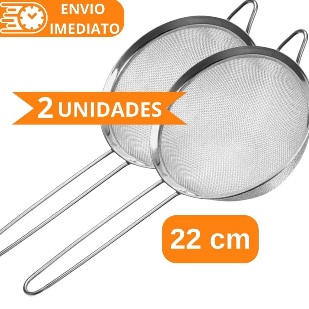 KIT 2 Peneira Coador 100%Aço Inox 22cm para Cozinha Casa Restaurante ...