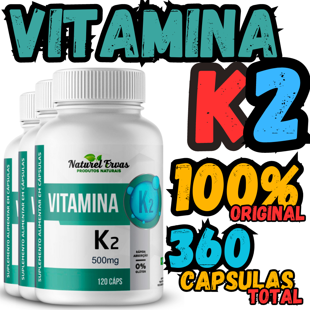 Vitamina K2 120 Cápsulas 100% Original Ossos mais fortes e um coração ...