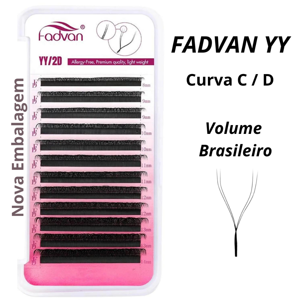 Cílios Fadvan YY Volume Brasileiro 2D Curvatura D C Lash Lift Fio a Fio ...
