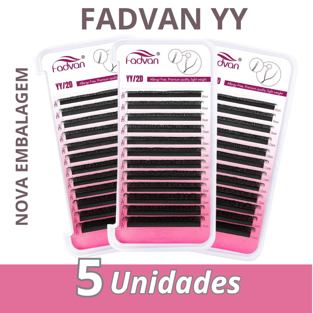 (Kit 5 caixas) Cílios Fadvan YY Volume Brasileiro Lash Lift Tufinho Fio ...