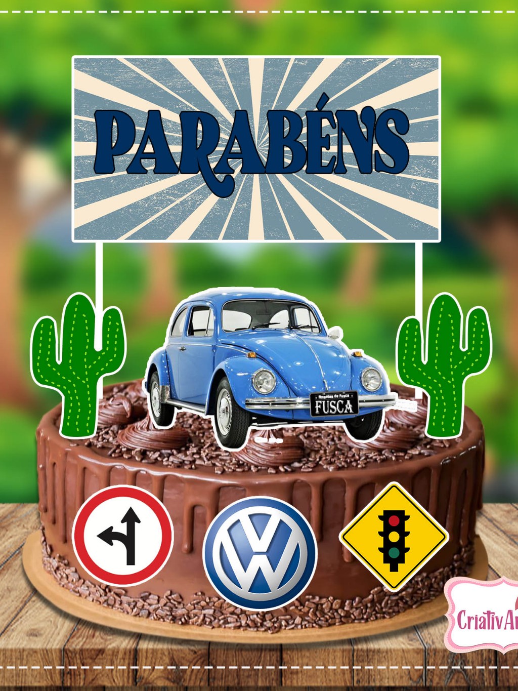 Topo De Bolo Topper De Bolo Fusca | Shopee Brasil
