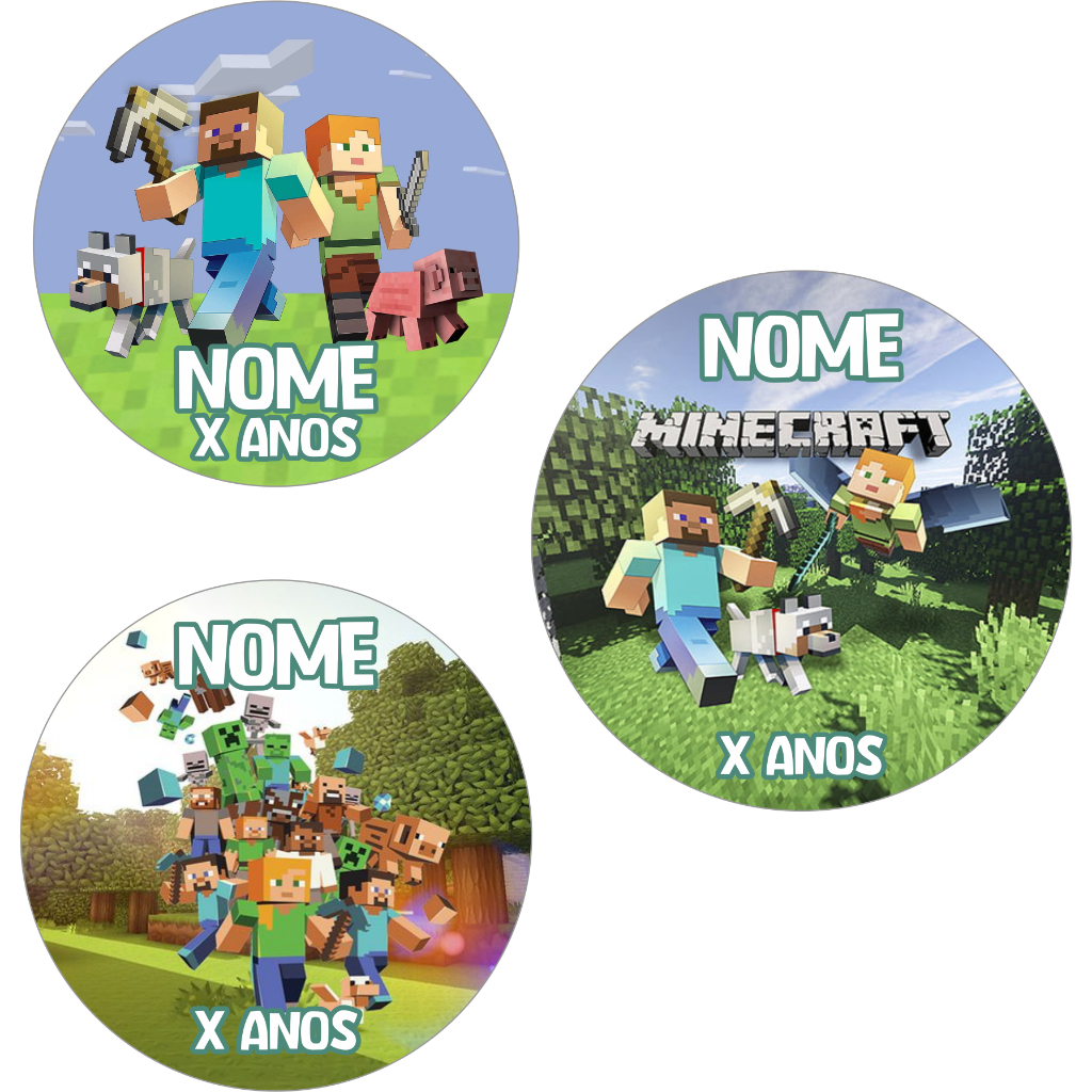 Adesivos Papel Fotográfico 4cm x 4cm Minecraft Personalizado | Shopee ...