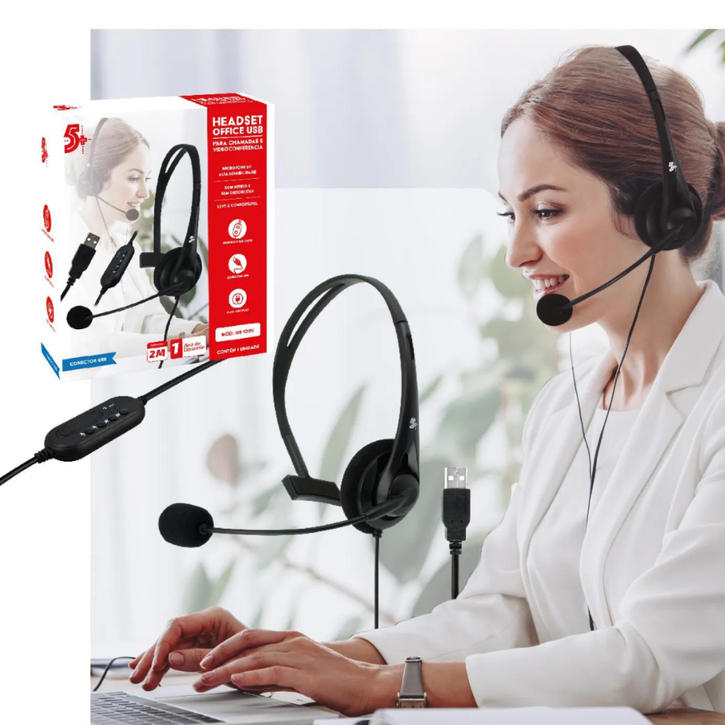 Fone De Ouvido Headset Telemarketing Com Microfone Usb | Shopee Brasil