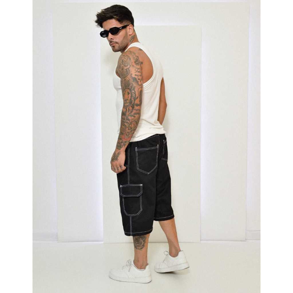 Bermuda Cargo Larga Masculina Streetwear 6 Bolsos Skate Shopee Brasil