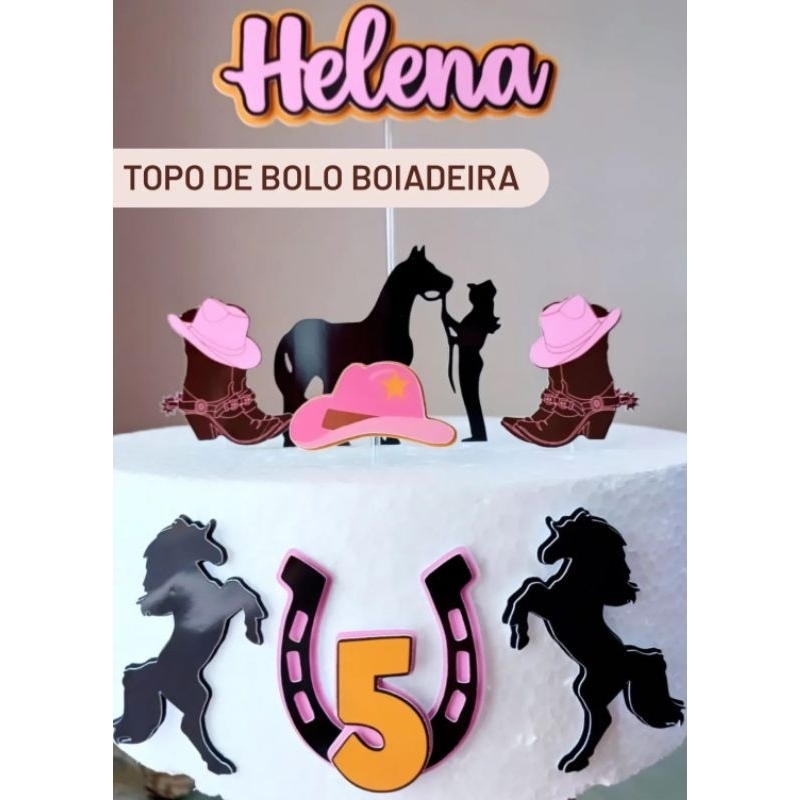 Topo Topper de Bolo Boiadeira Ana Castela Vários Temas. Escolha o nome ...