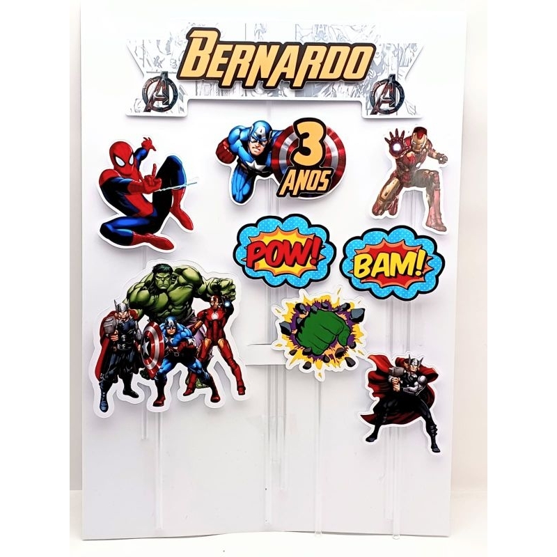 Topper toppo de bolo Marvel Vingadores Avengers / Festas aniversário ...