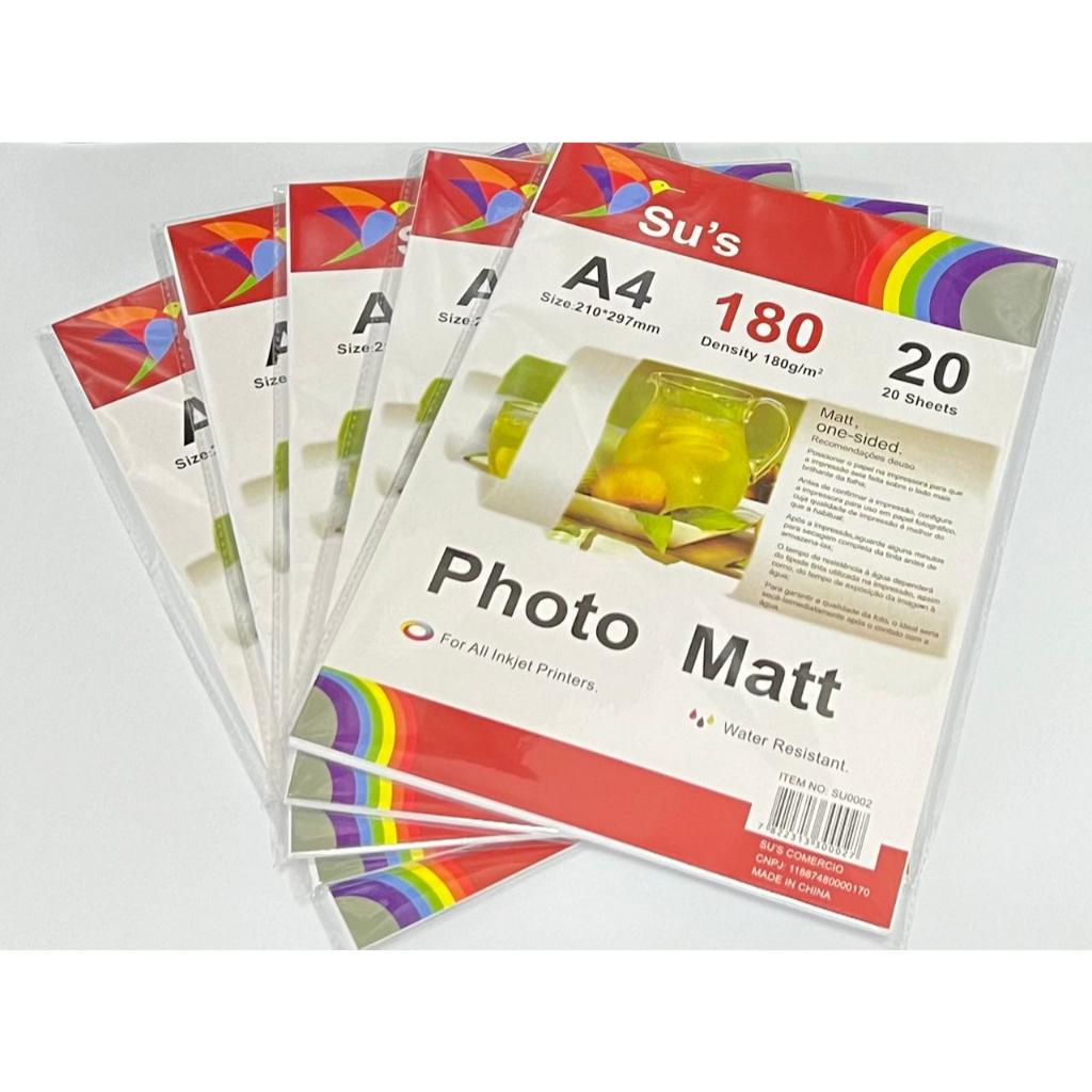 15 pacotes Papel Fotográfico Premium A4 Matte 180g 20 Folhas Su's ...