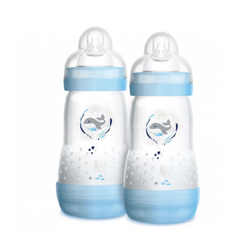 Kit 2 Mamadeiras 2m+ Easy Active 260ml MAM Anti Cólica Azul | Shopee Brasil