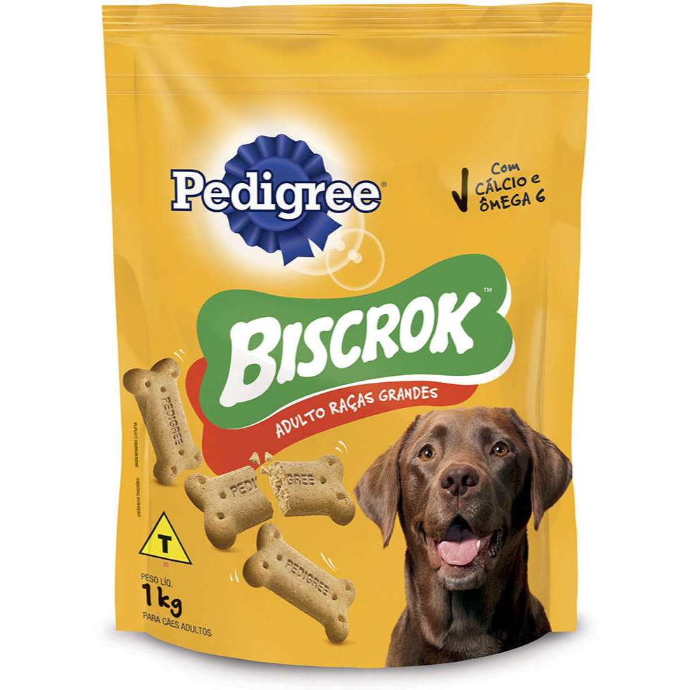Biscoito 1Kg - Pedigree Biscrock para Cães Adultos Porte Grande Sabor ...