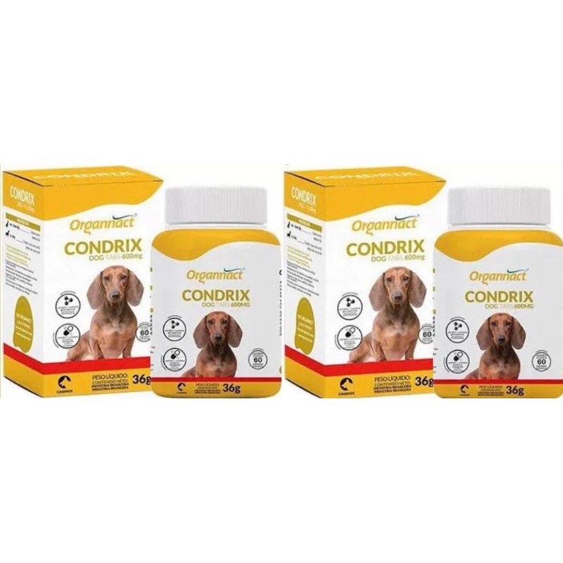 Kit C/2 Cx Condrix Dog Tabs 600 mg 60 Comprimidos Vitamina Articulacao ...